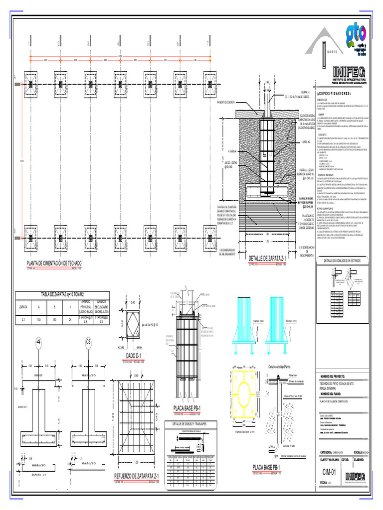 Plano de Cimentación Techado | PDF | Fundación (Ingeniería) | Acero