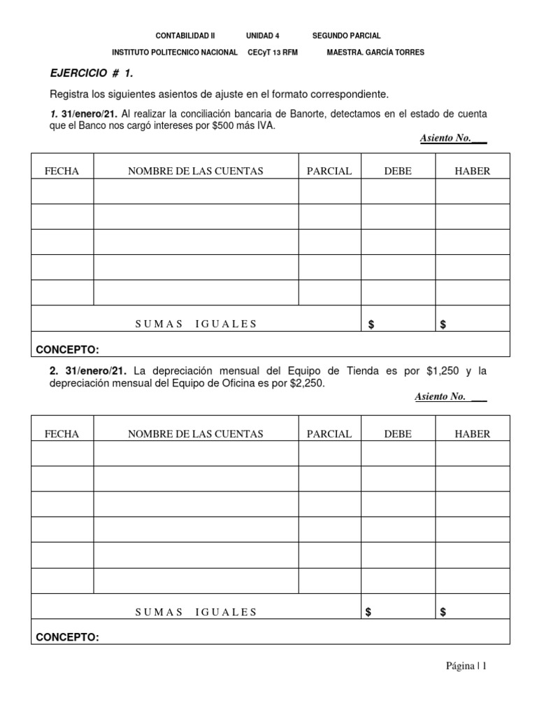 Pr-Ctica - 1 Asientos de Ajuste | PDF | Servicios financieros