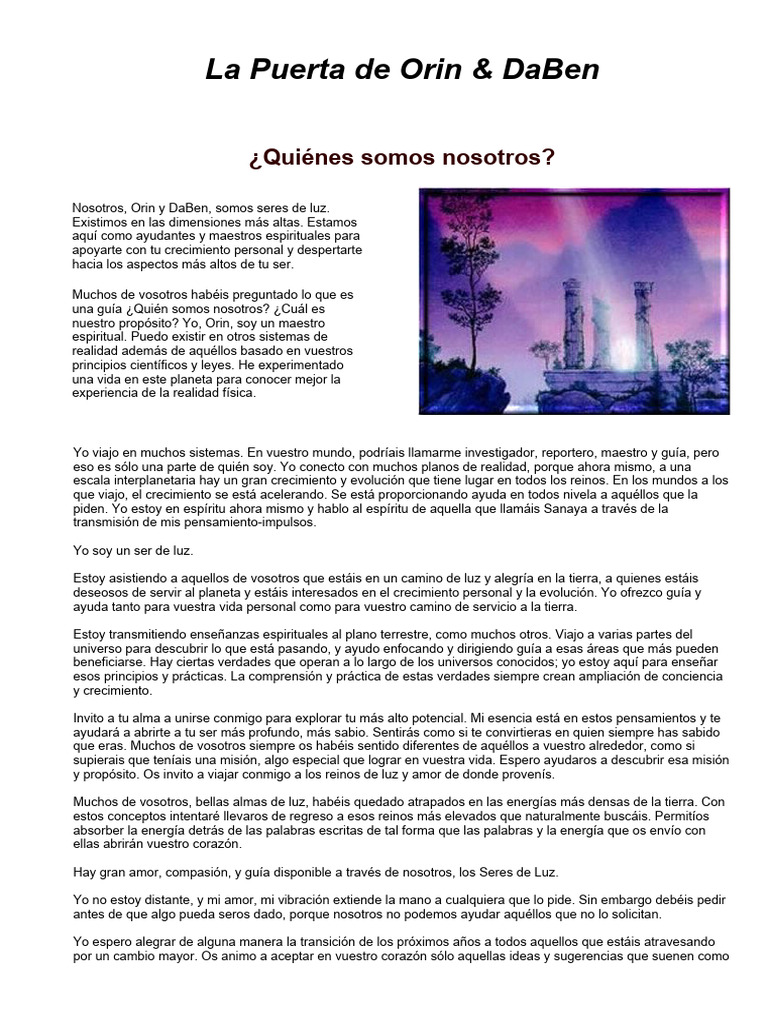 La Puerta de Orin & Daben: ¿Quiénes Somos Nosotros? | PDF | Amor | Alma