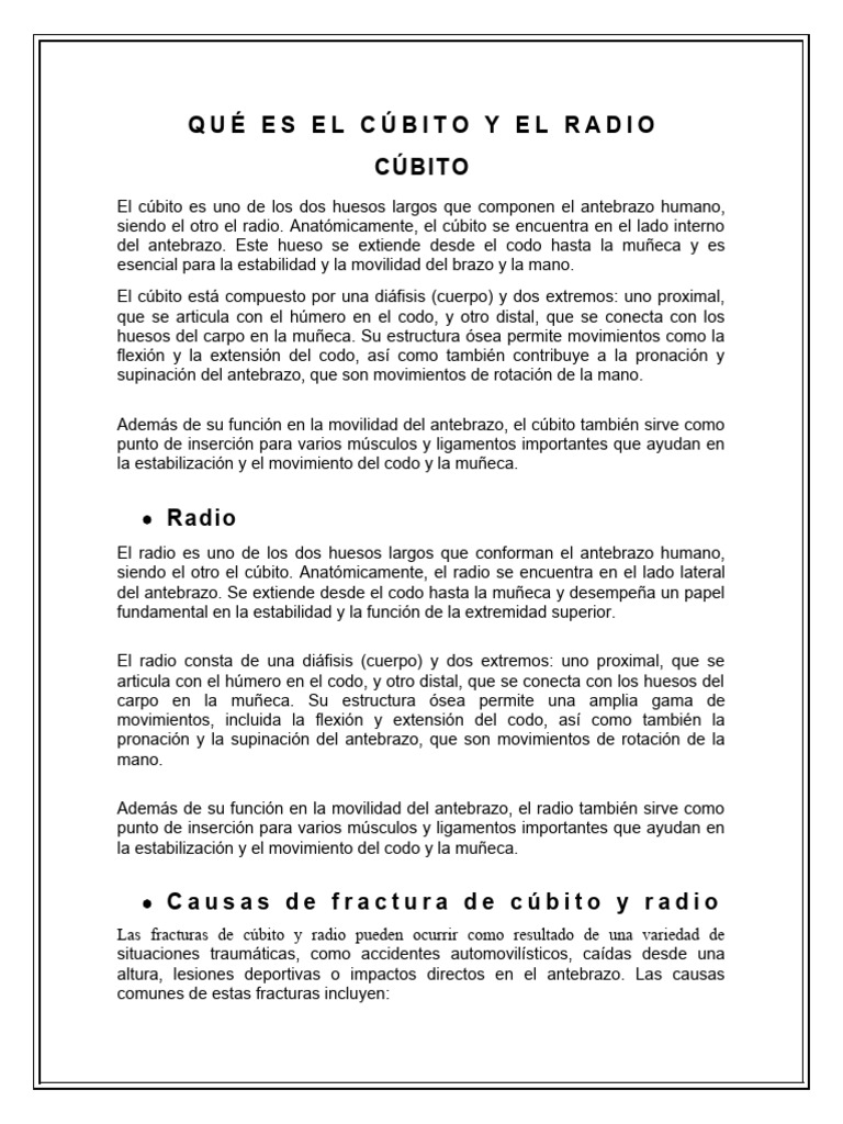 Qué Es El Cúbito y El Radio | PDF | Codo | Articulación