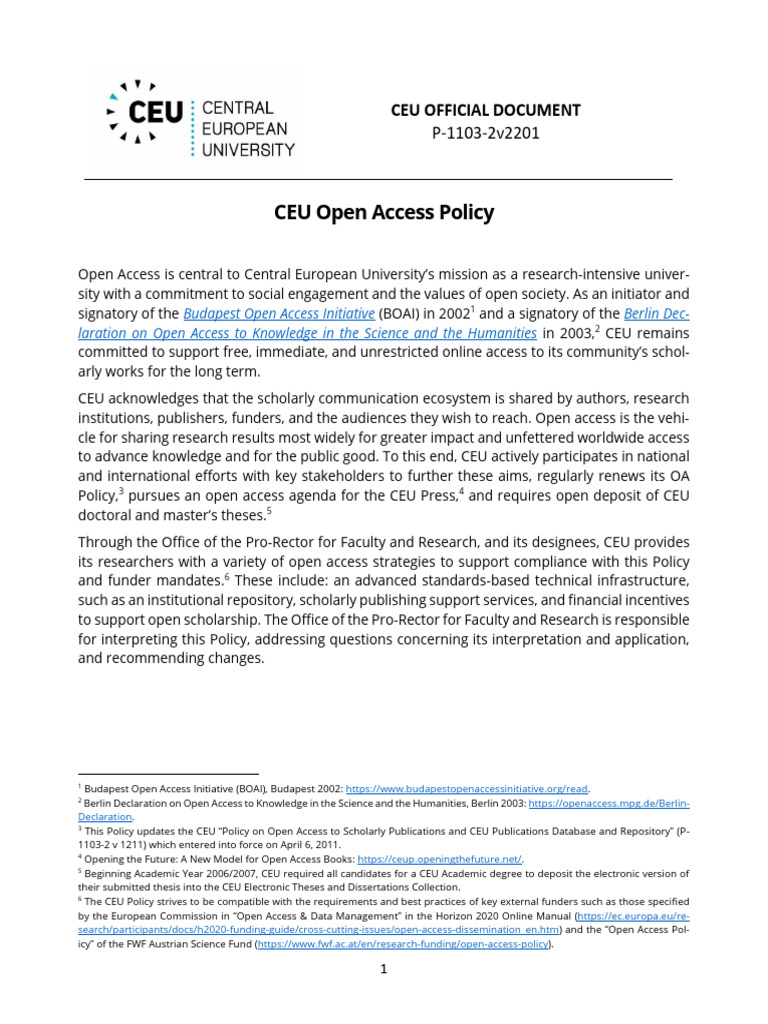 P-1103-2v2201 New Ceu Open Access Policy For Web 0 | PDF | Open Access ...