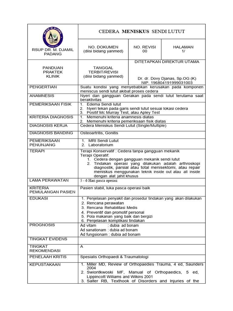 PPK Cedera Meniskus Sendi Lutut | PDF