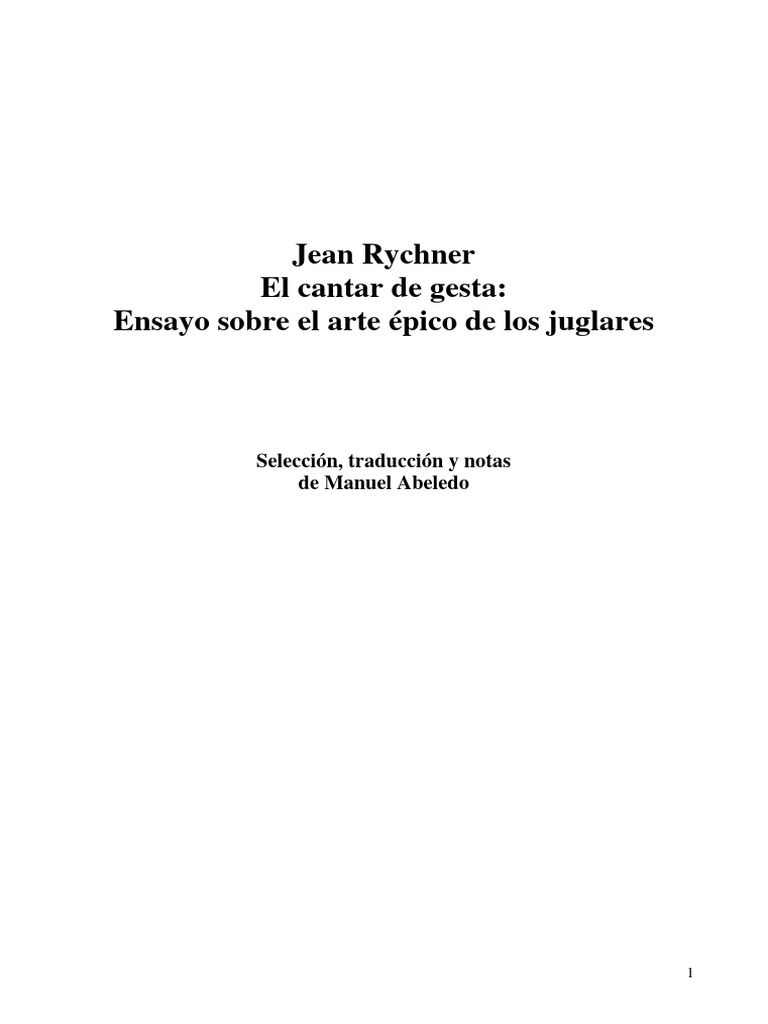Arte Épico de los Juglares | PDF | Poesía