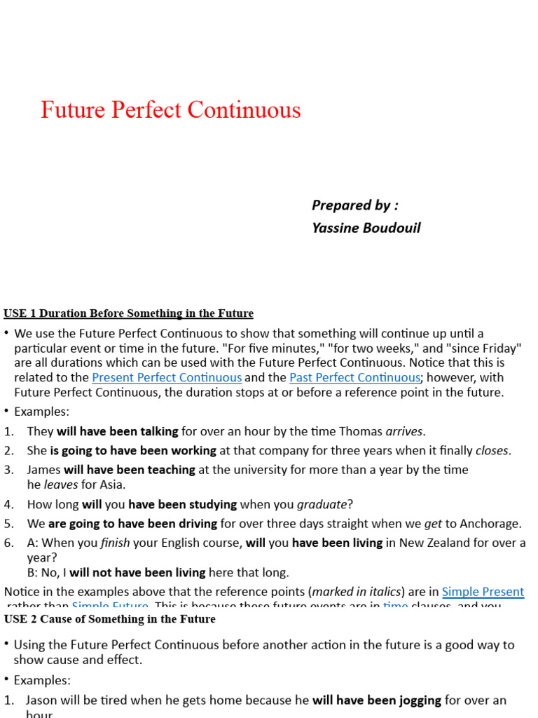 Future Perfect N Future Perfect Continuous | PDF | Language Families | Linguistics