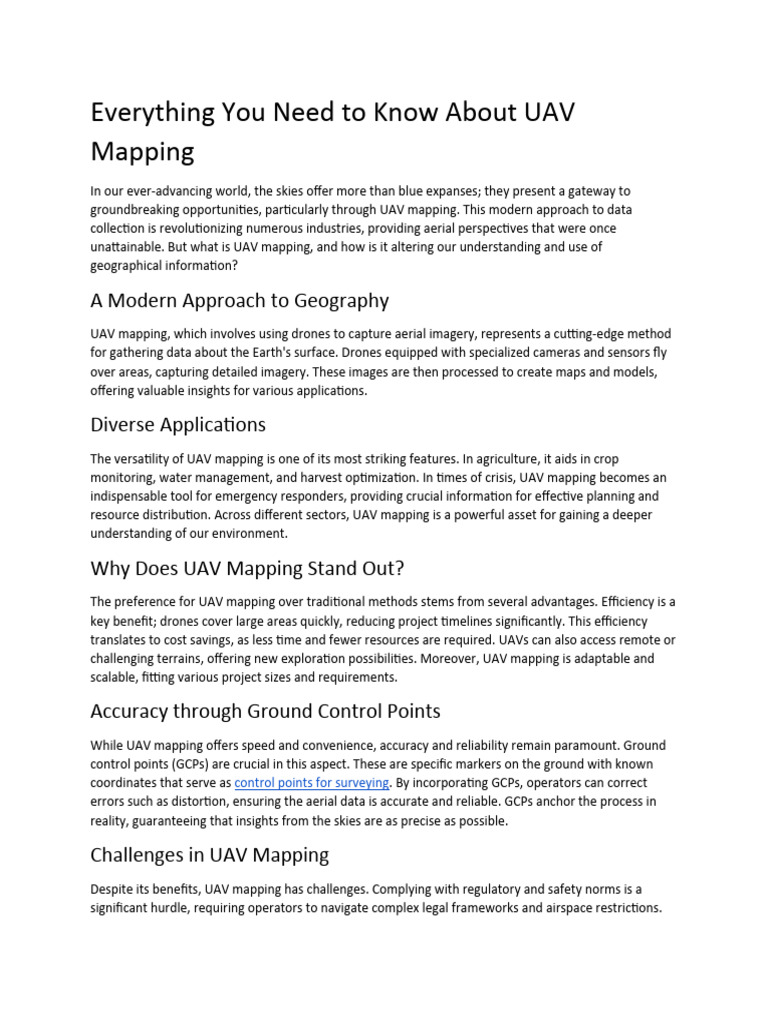 UAV Mapping: Revolutionizing Data Collection | PDF | Unmanned Aerial ...