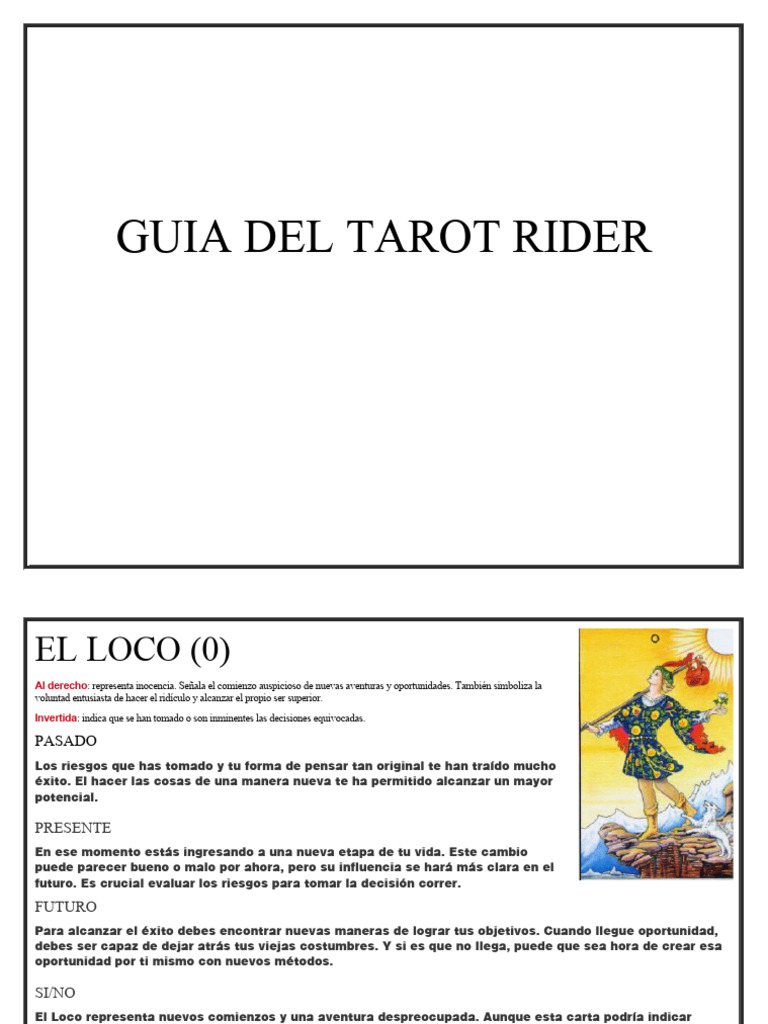 Guia Del Tarot Rider | PDF | Amor | Pensamiento
