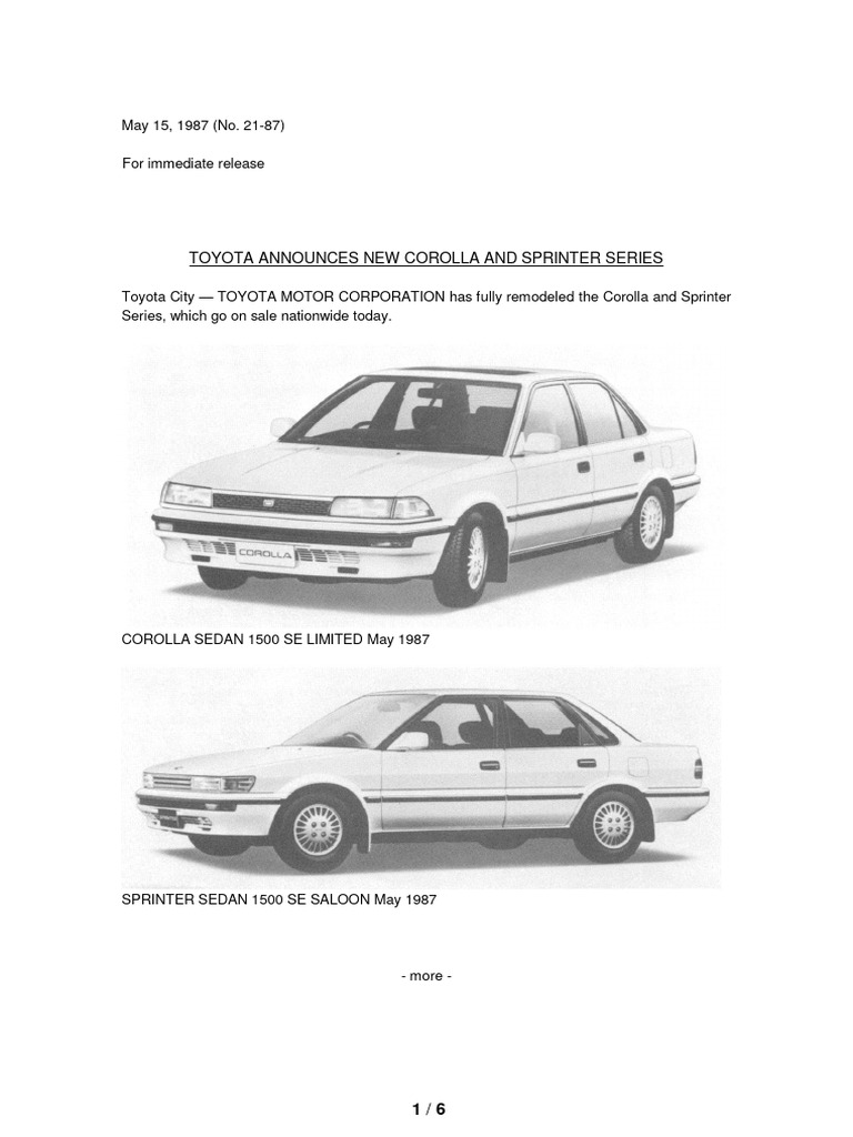 01 en Toyota Sprinter | PDF | Cars Of Japan | Sedans