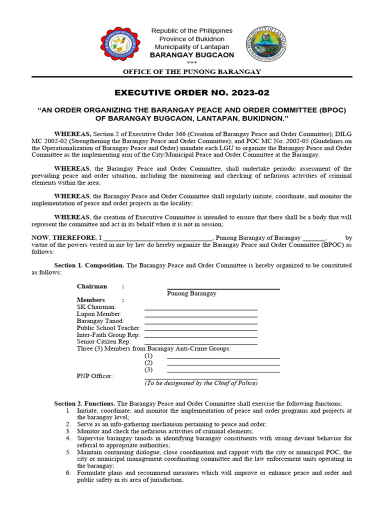 Eo 2 - Bpoc | PDF | Police | Justice