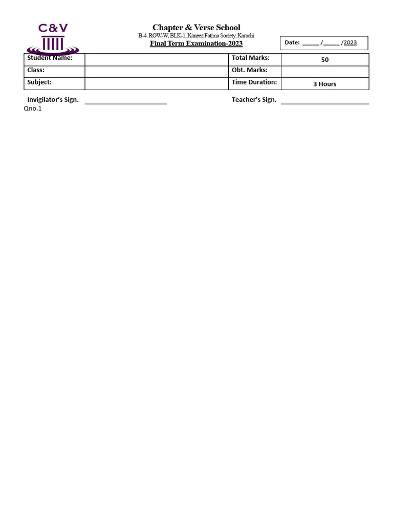 Final Exam 2023 Details Template | PDF