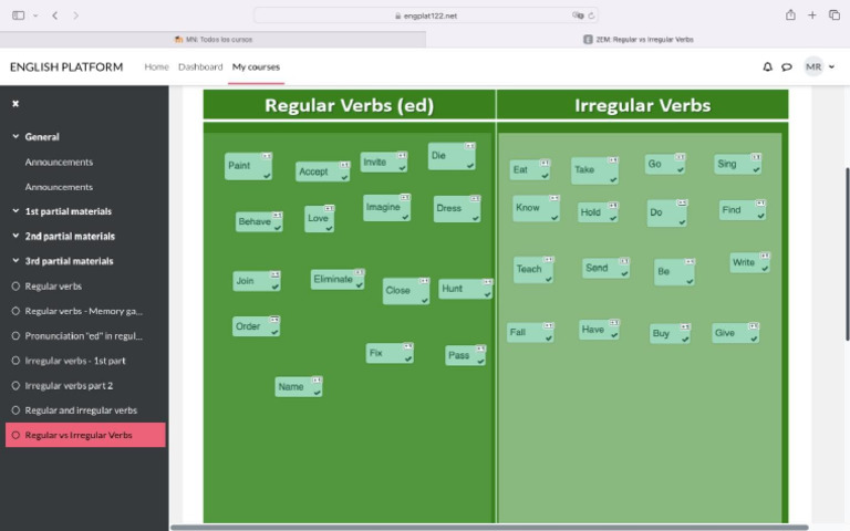 Regular Verbs Vs Irregular Verbs Pdf Linguistics Morphology