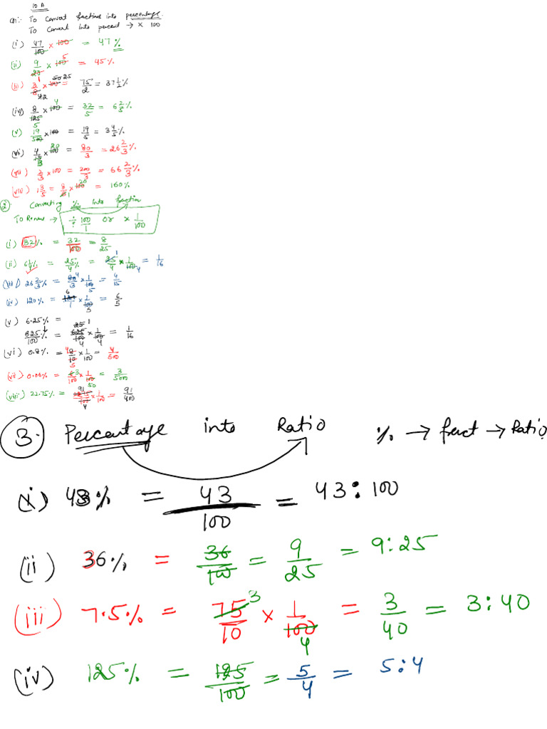 Class Notes Percentage 10A | PDF