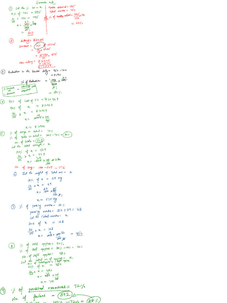 Class Notes Percentage 10B | PDF