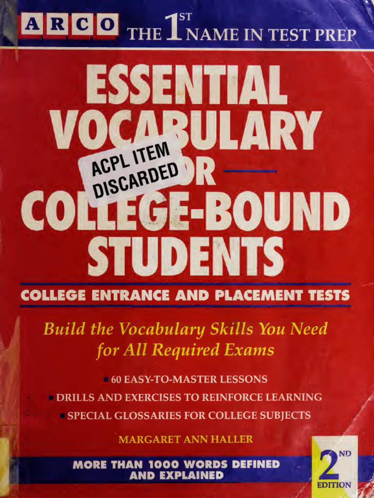 Essential Vocabulary For College-Bound Students (Haller, Margaret A) (Z ...