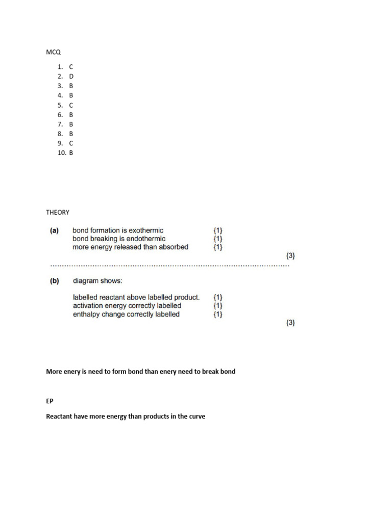 Mark Scheme Energy Change | PDF