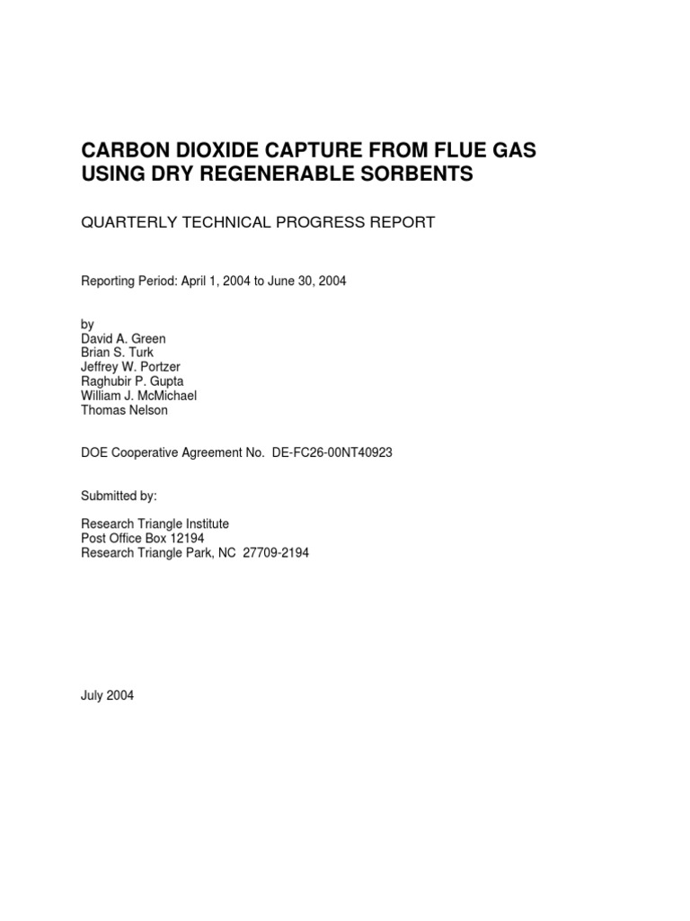 Tga, Carbon Dioxide Capture From Flue Gas | PDF | Sodium Carbonate ...