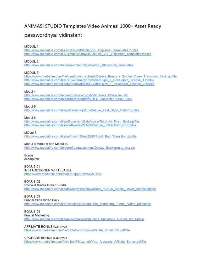 ANIMASI STUDIO Templates Video Animasi 1000+ Asset Ready | PDF