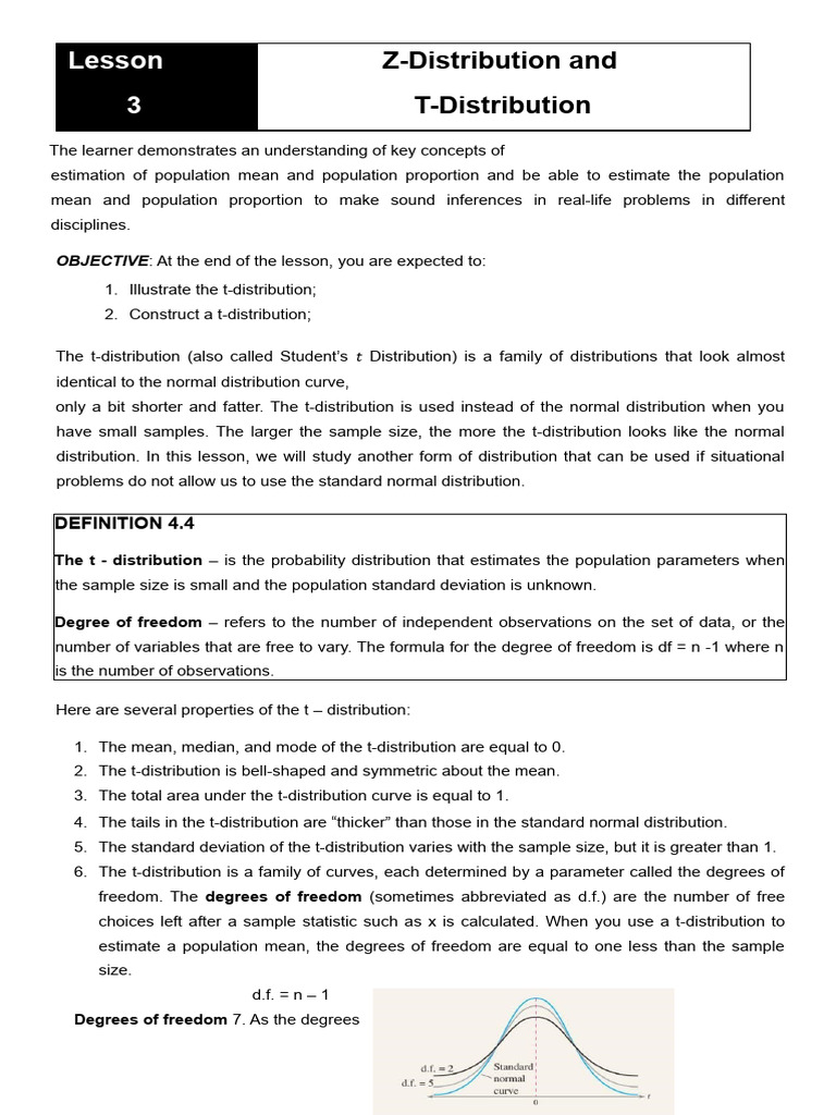 T Distribution | PDF | Normal Distribution | Standard Deviation