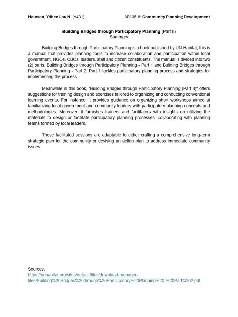 002 Building Bridges Through Participatory Planning | PDF | Community ...