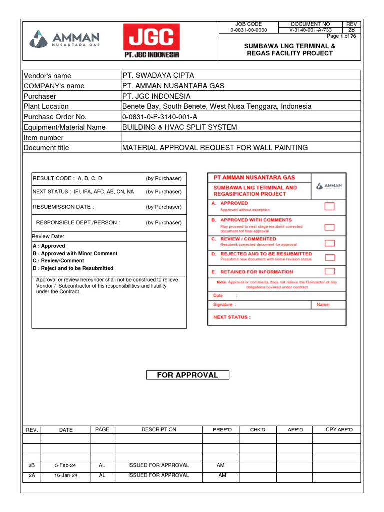 For Approval: Sumbawa LNG Terminal & Regas Facility Project | PDF