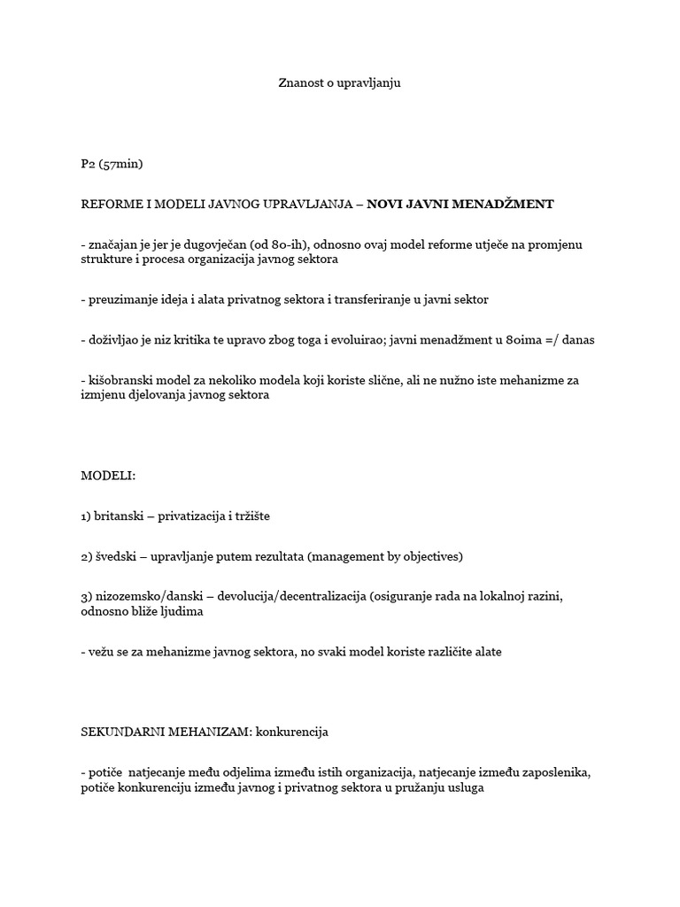 Upravljanje U Javnom Sektoru - ZOU | PDF