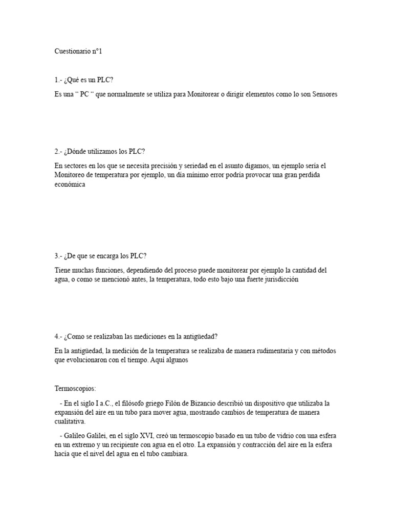 Preguntas CIO | PDF | Termómetro | Temperatura