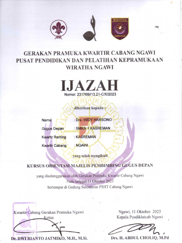 Ijazah Kursus Mahir Mabigus 2024 | PDF