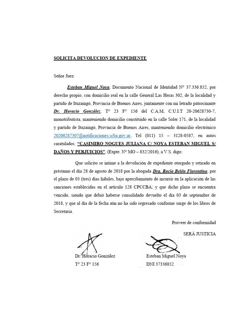 Solicita Devolucion de Expediente | PDF | Derecho