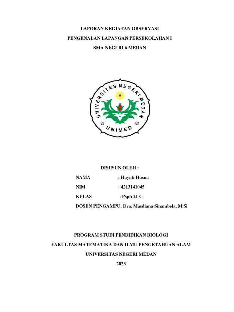 Laporan PLP 1 - Hayati Husna - 4213141045 | PDF | Karier & Perkembangan | Kesehatan Holistik