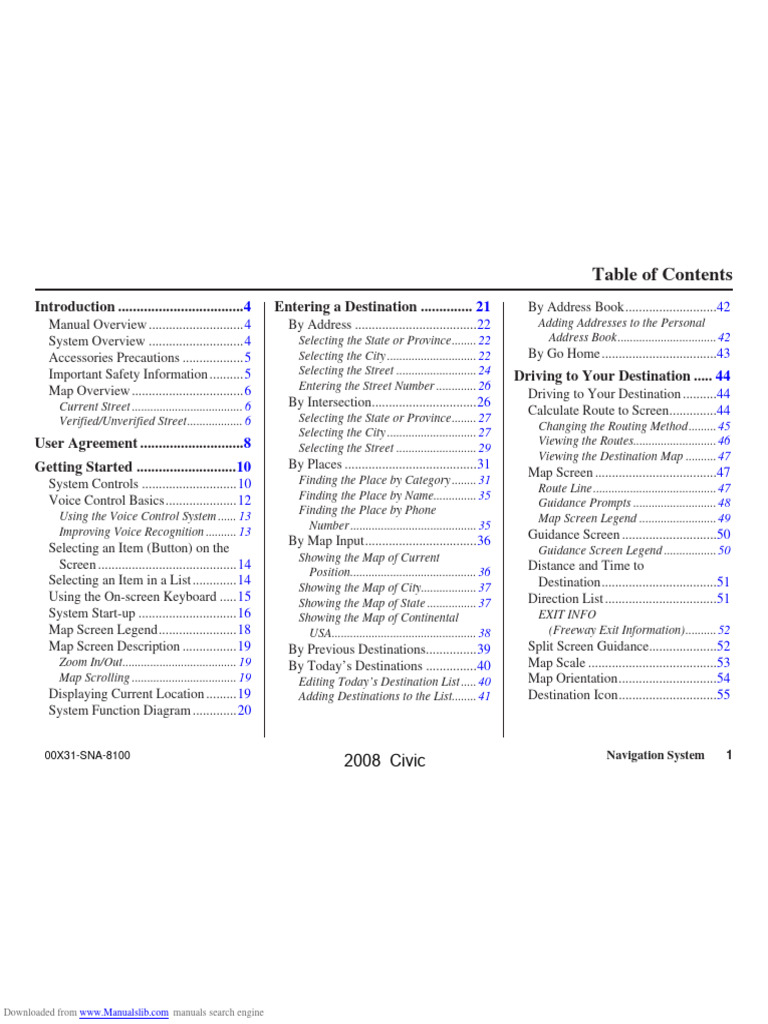 Civic Navigation Manual | PDF | Navigation | Speech Recognition