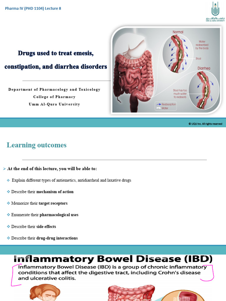 L8 Drugs Used To Treat Emesis, Constipation, and Diarrhea Disorders ...