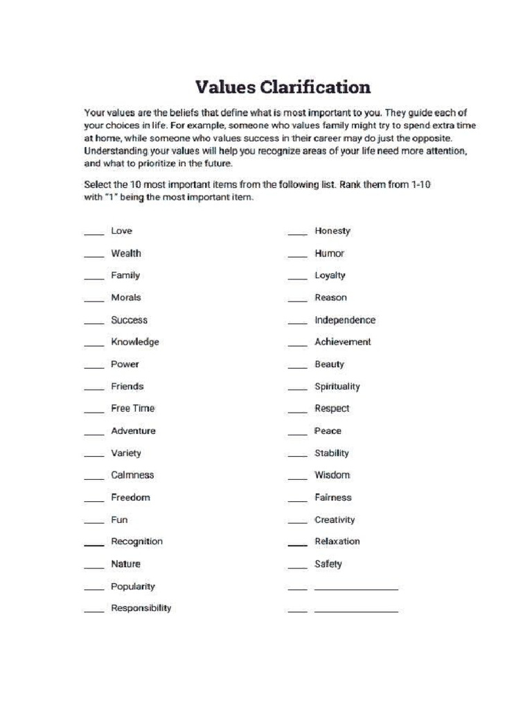 Clarifying Values | PDF