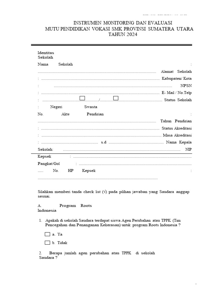 Instrumen Monev Mutu SMK 2024 | PDF | Seni