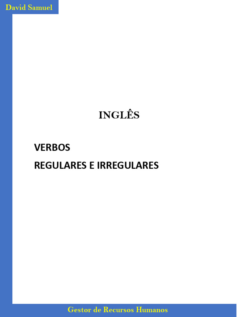 Verbos Regulares E Irregulares Em Inglês Pdf Tipologia Linguística