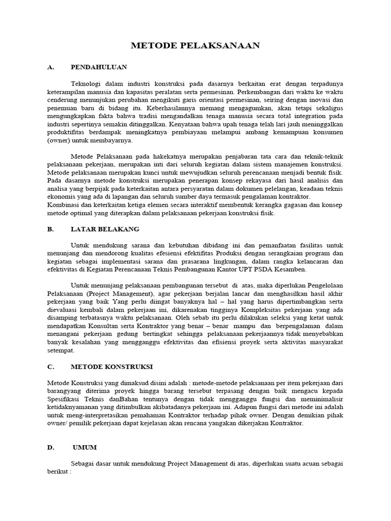 Metode HPS - Perencanaan Teknis Pembangunan UPT PSDA Kesamben | PDF ...