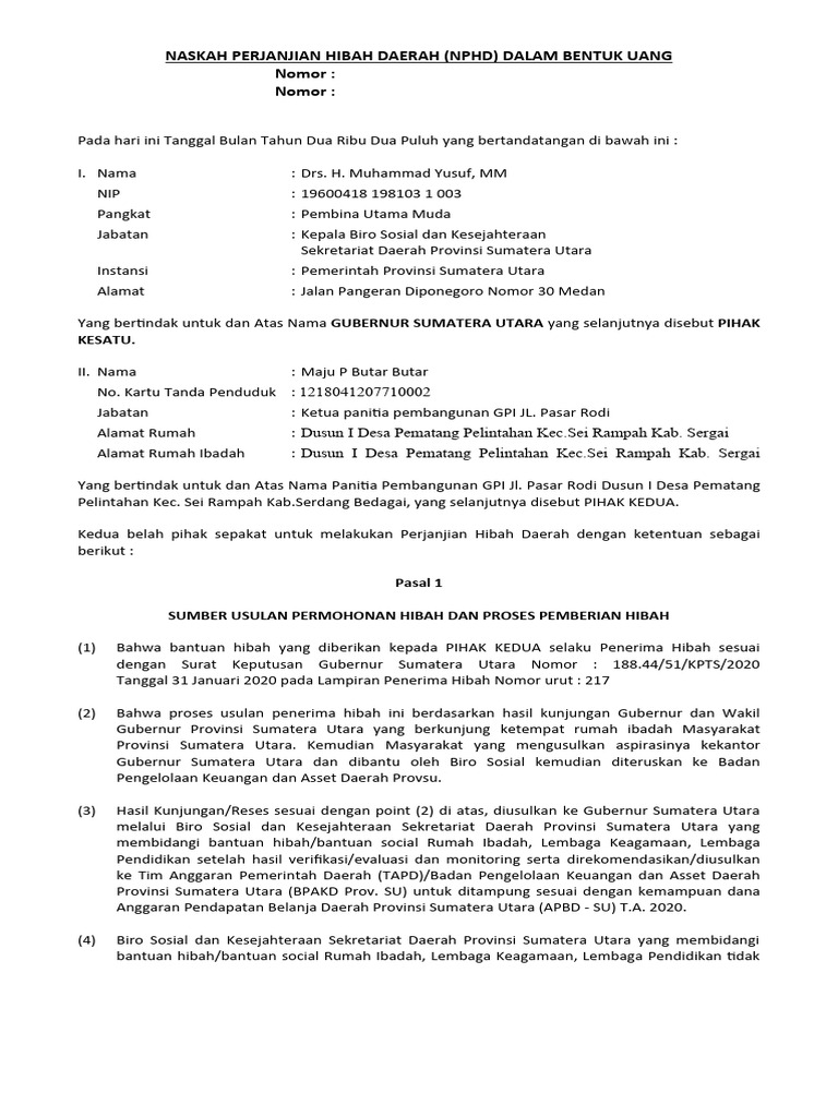 Surat NPHD Gpi Pasar Rodi | PDF