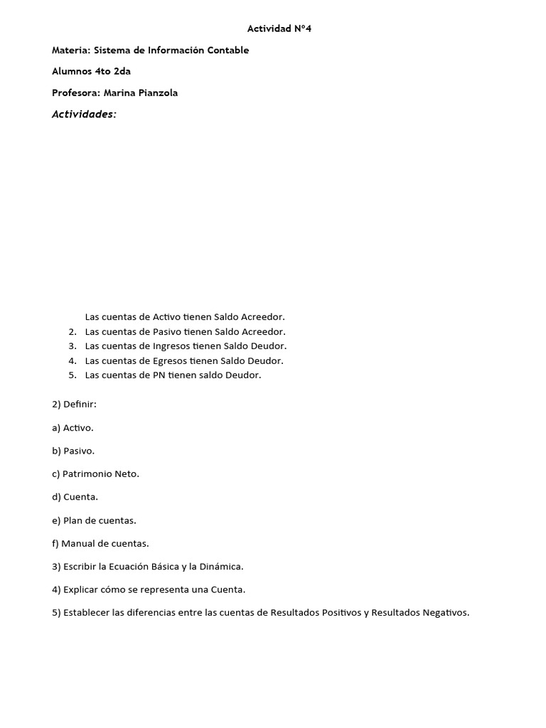 4° Act. SIC IV 2024 | PDF | Contabilidad | Valor neto