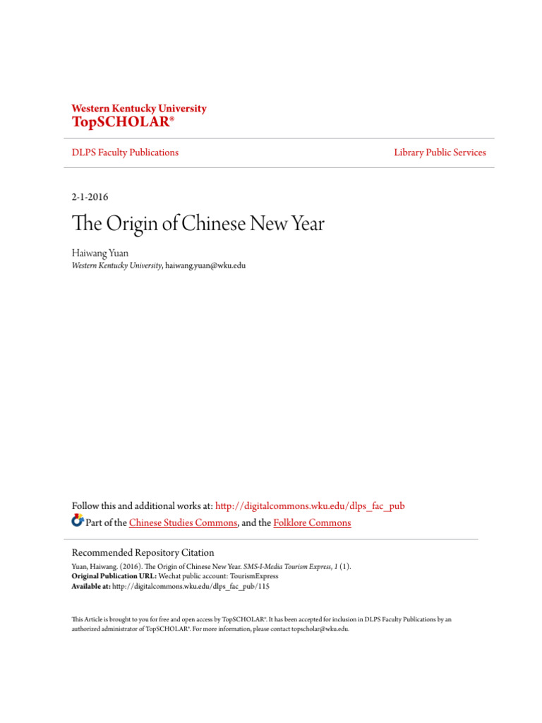 The Origin of Chinese New Year | PDF | Chinese Zodiac