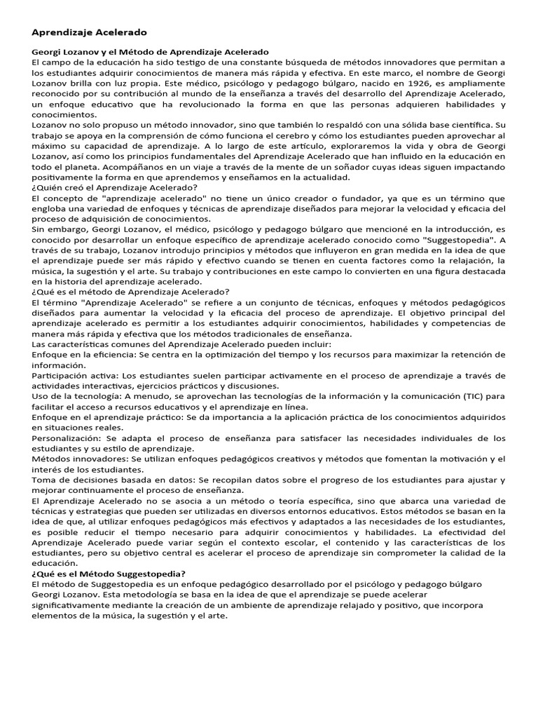 Aprendizaje Acelerado | PDF | Aprendizaje | Las emociones