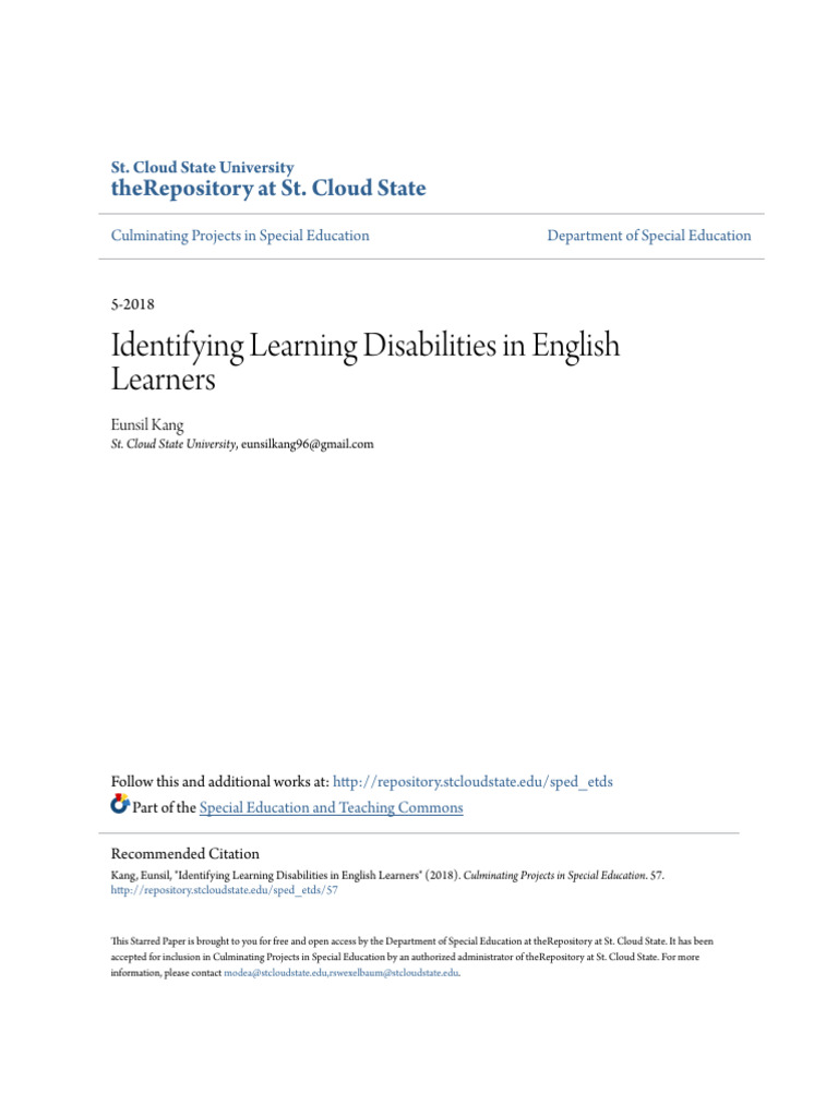 Identifying Learning Disabilities in English | PDF | Learning Disability | Special Education