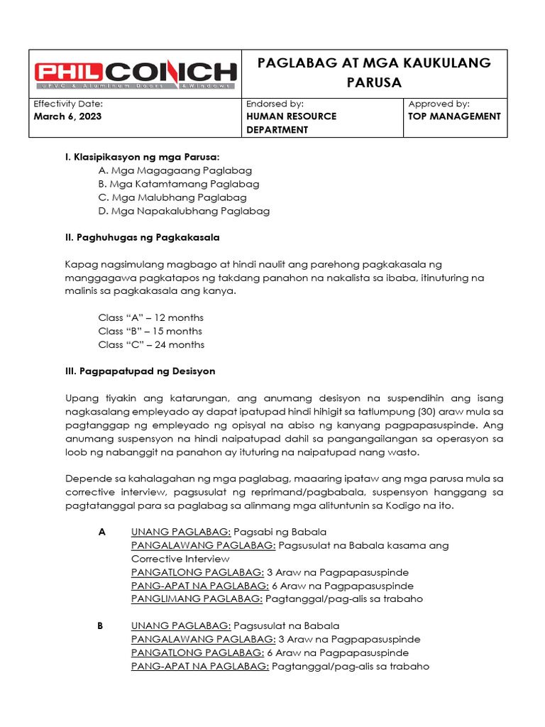 (Code of Discipline) Phil Conch 999 Ent. Co | PDF