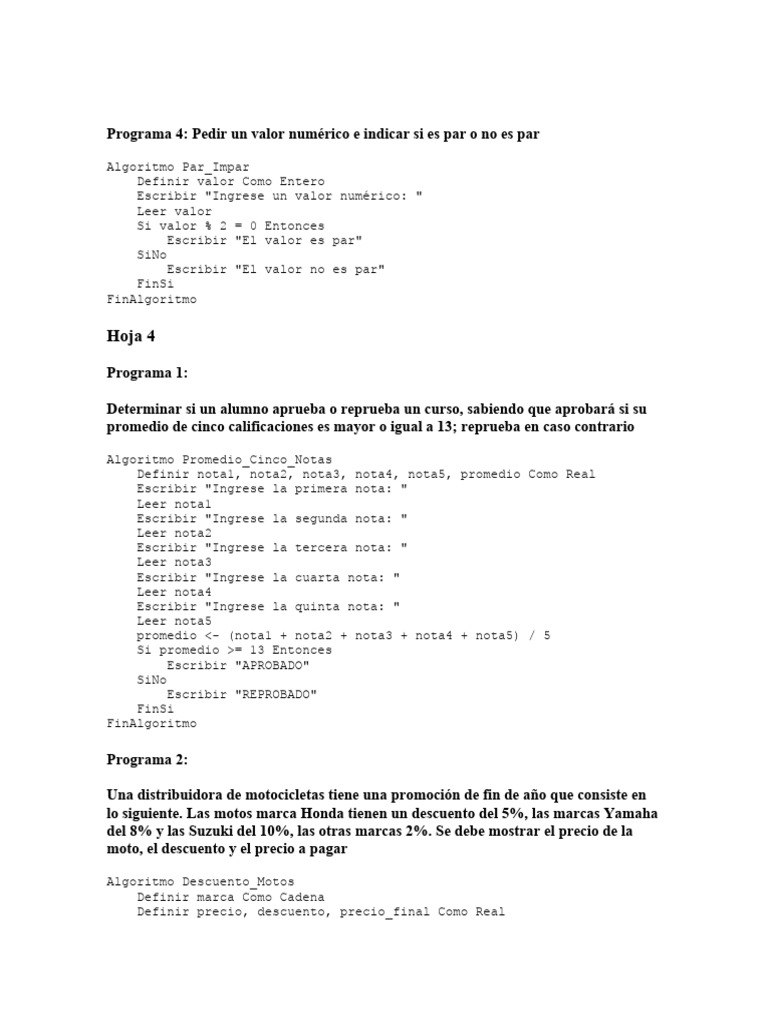 Pseint Programas | PDF