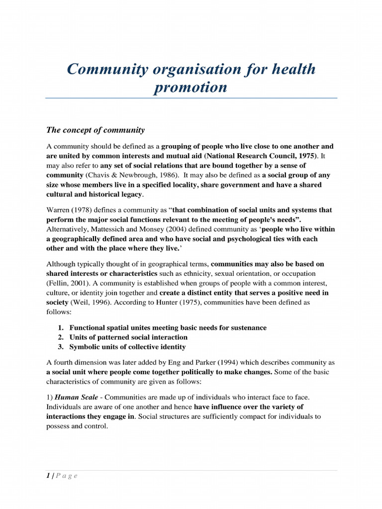 Community Organising For Health Promotion | PDF