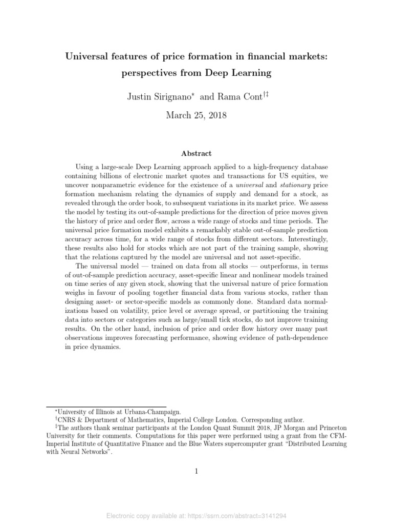 Universal Features of Price Formation in Financial Markets: Perspectives From Deep Learning ...