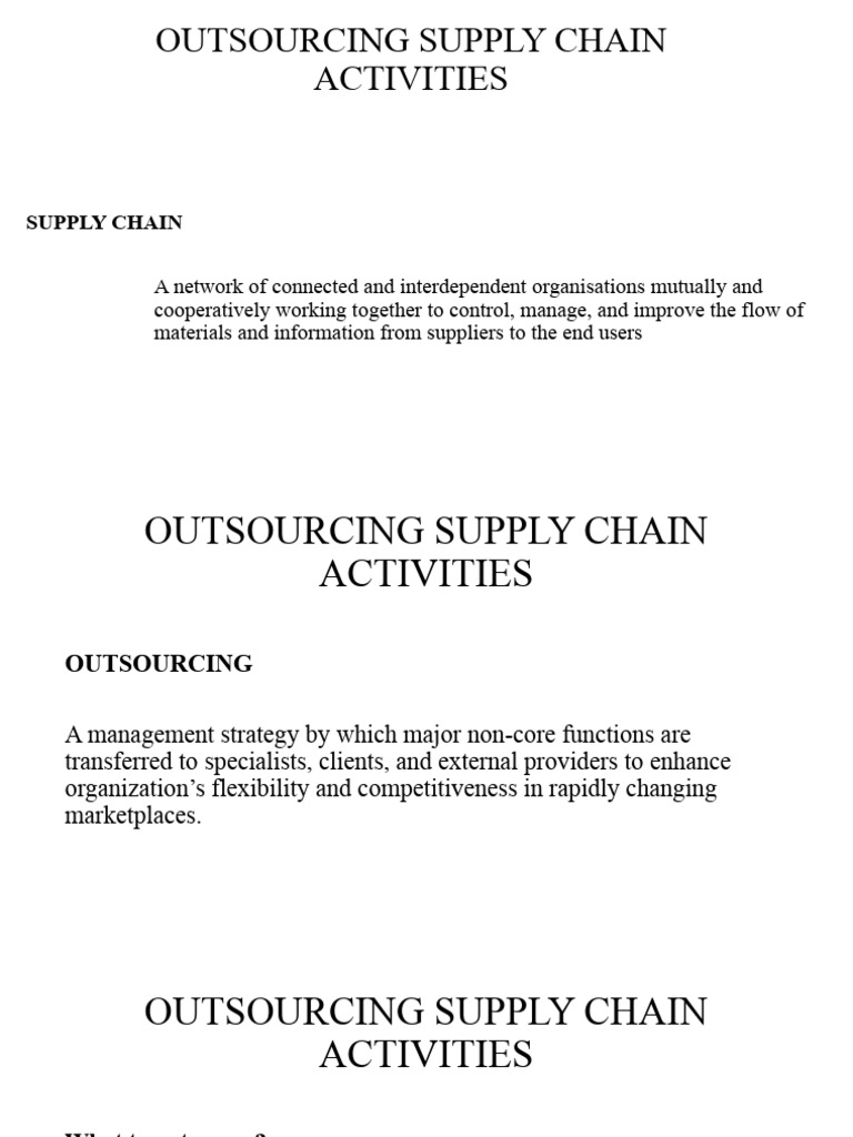 Outsourcing Supply Chain Activities | PDF | Outsourcing | Supply Chain