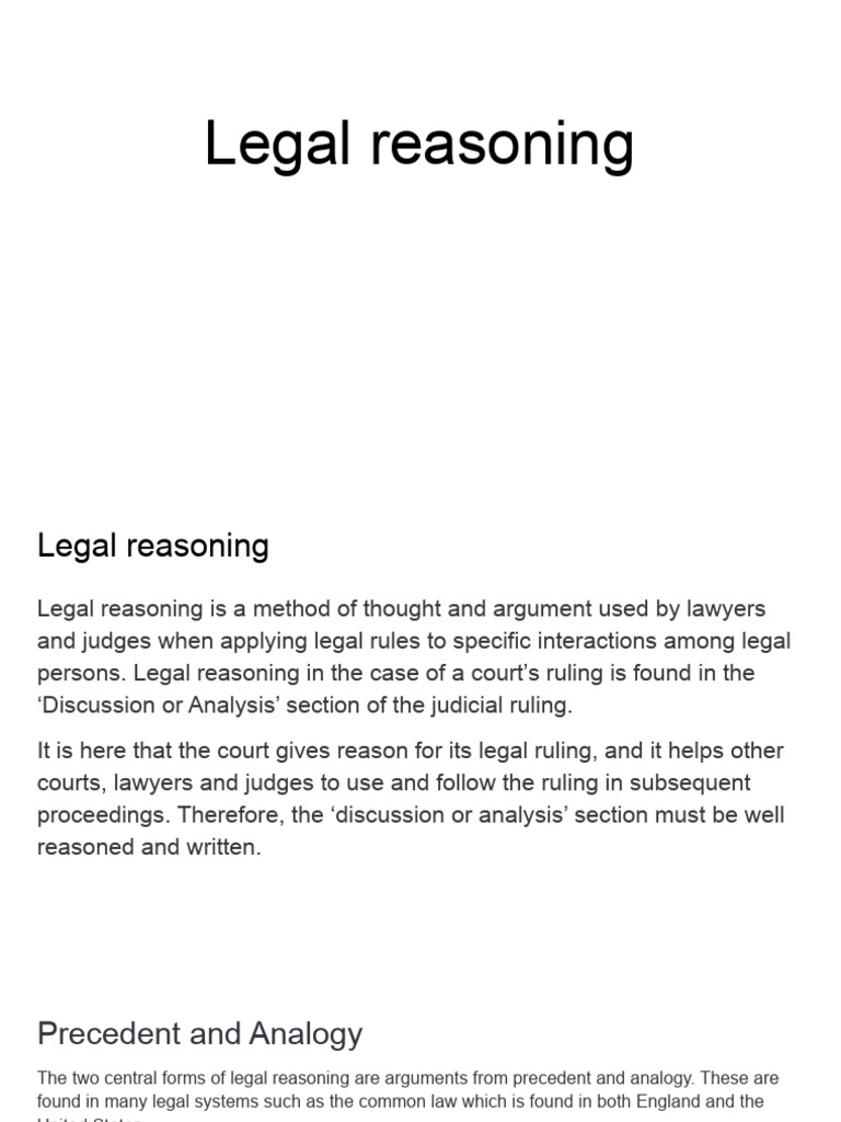 Legal Reasoning | PDF | Inductive Reasoning | Reason