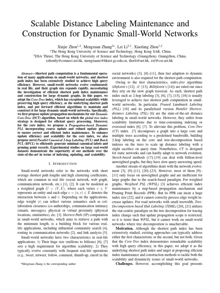 ICDE 2024 Scalable Distance Labeling Maintenance and Construction For Dynamic Small-World ...