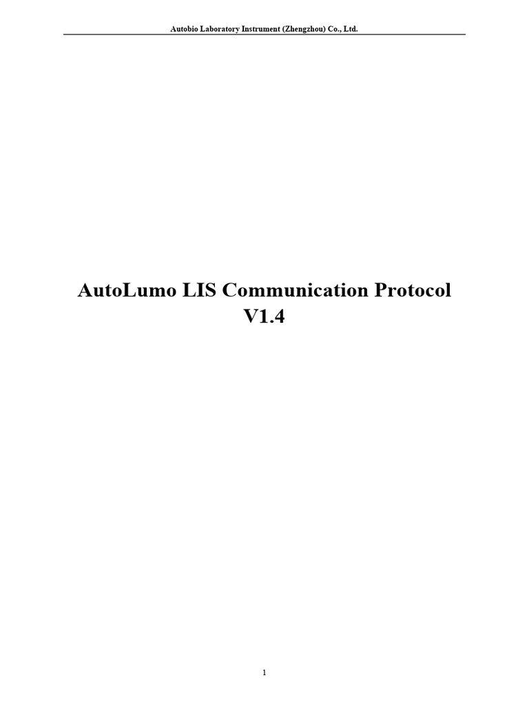 1 AutoLumo LIS Communication Protocol (V1.4) -英文版 | PDF | Port (Computer Networking) | Computer ...
