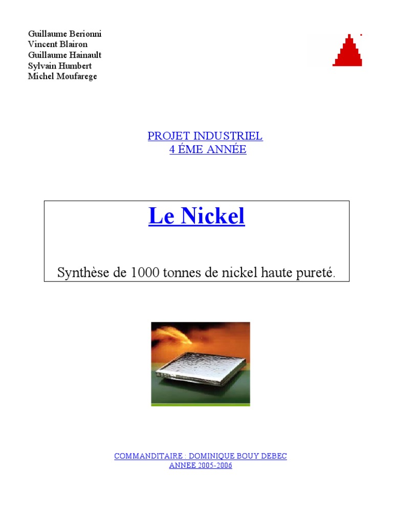 Production de Nickel Haute Pureté | PDF | Nickel | Cobalt