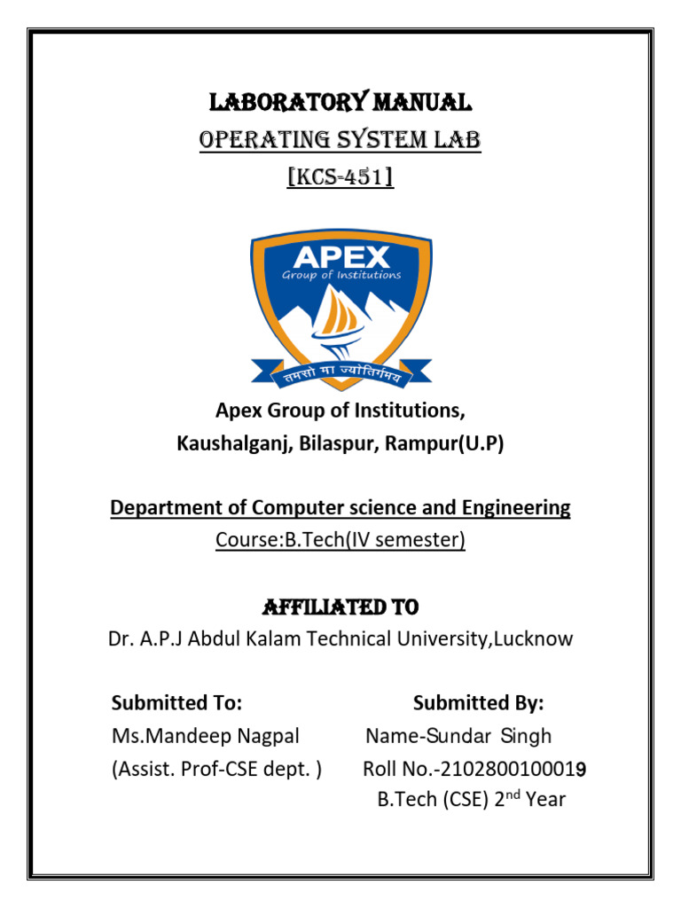 Laboratory Manual Operating System Lab | PDF | Career And Technical Education | Science