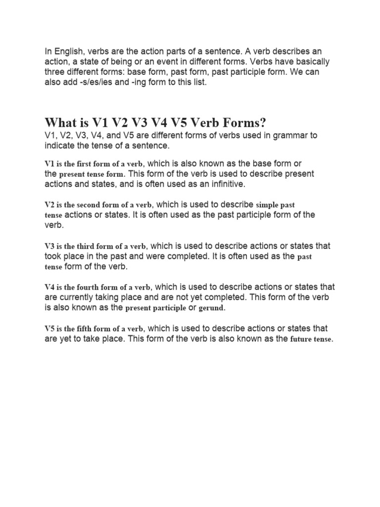 Forms of Verb (Theory) | PDF | Verb | Grammatical Tense